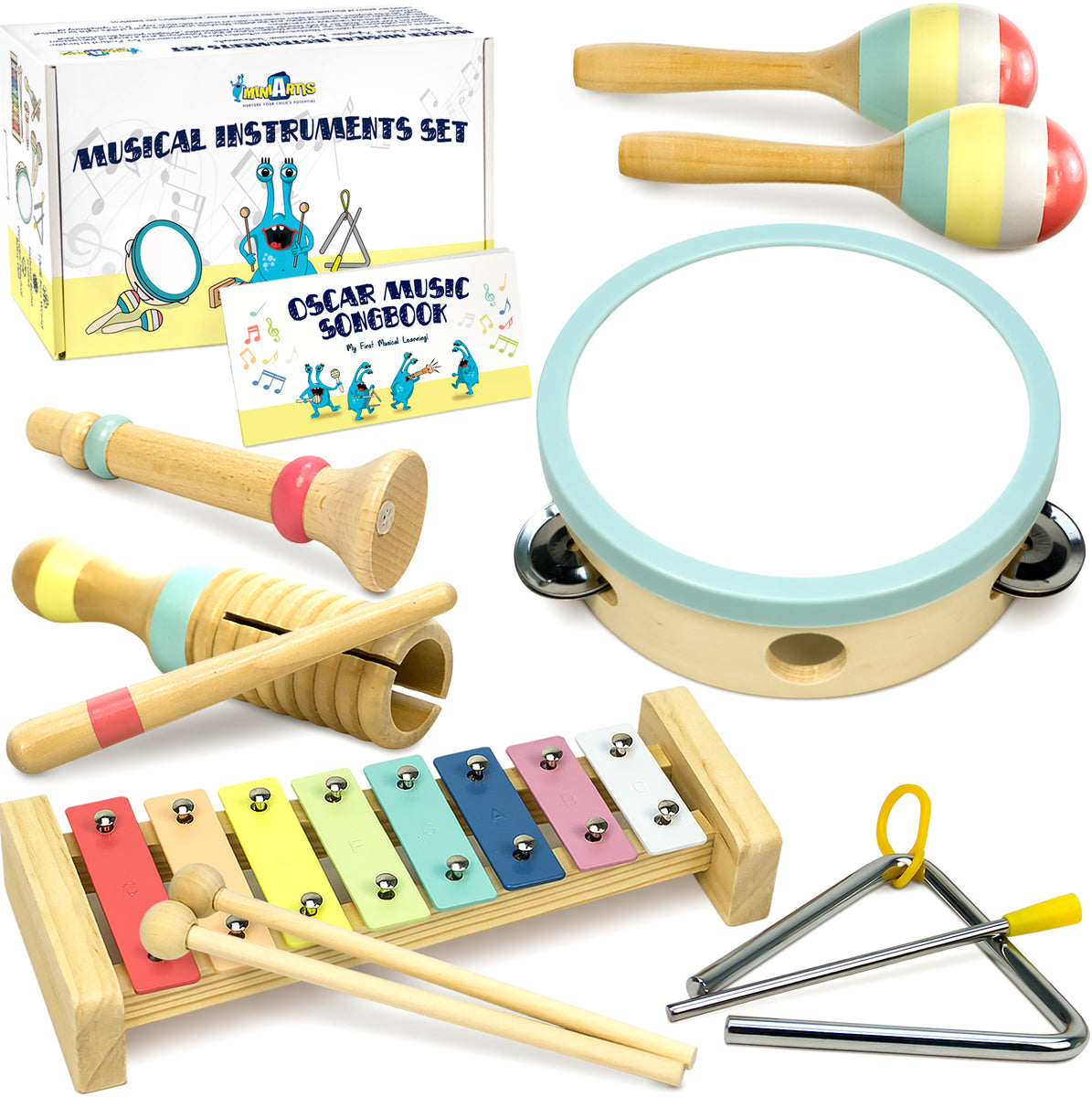 Montessori Baby Musical Instrument Set for Toddlers 1-3 with Xylophone ...